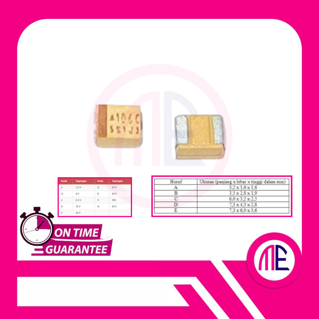 106C - 10uF 16V SMD Capacitor Tantalum - Type B - Magenta Electronics